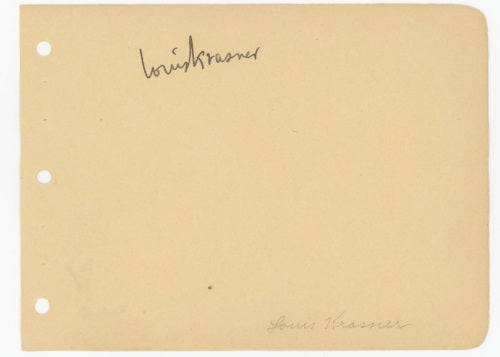 Louis Krasner (Violinist; Commissioned the Alban Berg Concerto) Autogr ...